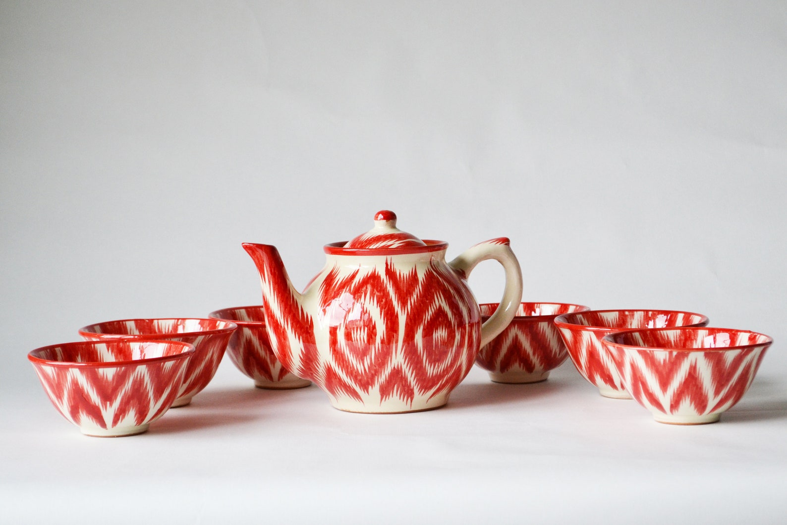 Uzbek ceramic tea set for 6 persons. 800-900 ml teapot and | Etsy
