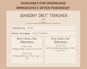 Sensory Diet Tracker - Etsy