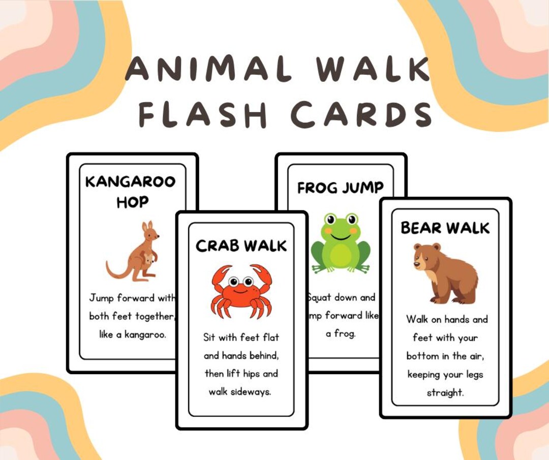 Sensory Break Animal Walk Flash Cards for Kids | Movement Breaks Gross ...