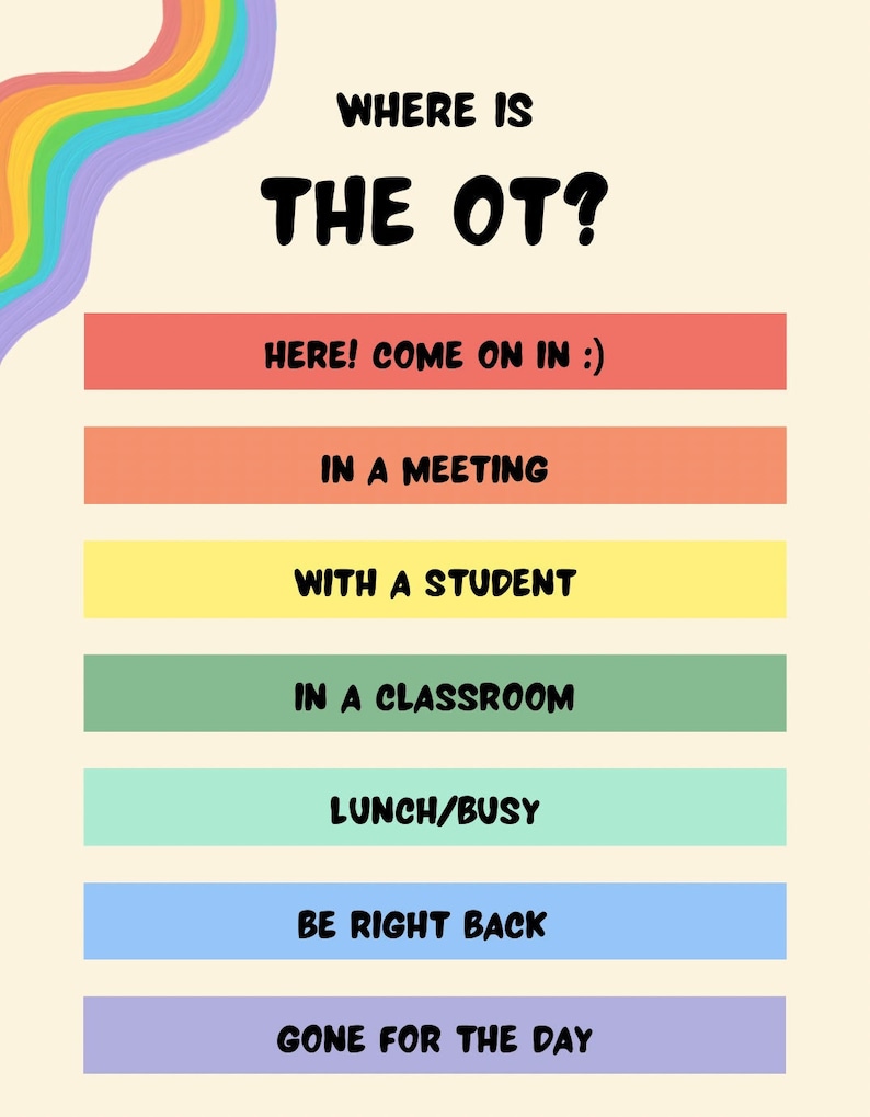 Where is the OT Door Sign | Occupational Therapy Sign | OT Classroom ...