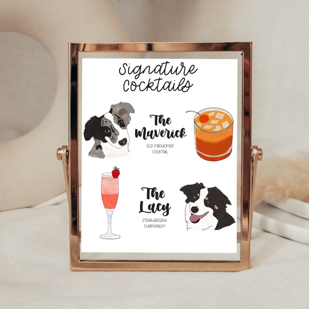 Custom Dog Drink Sign for Wedding, Signature Cocktail Sign for Bar ...
