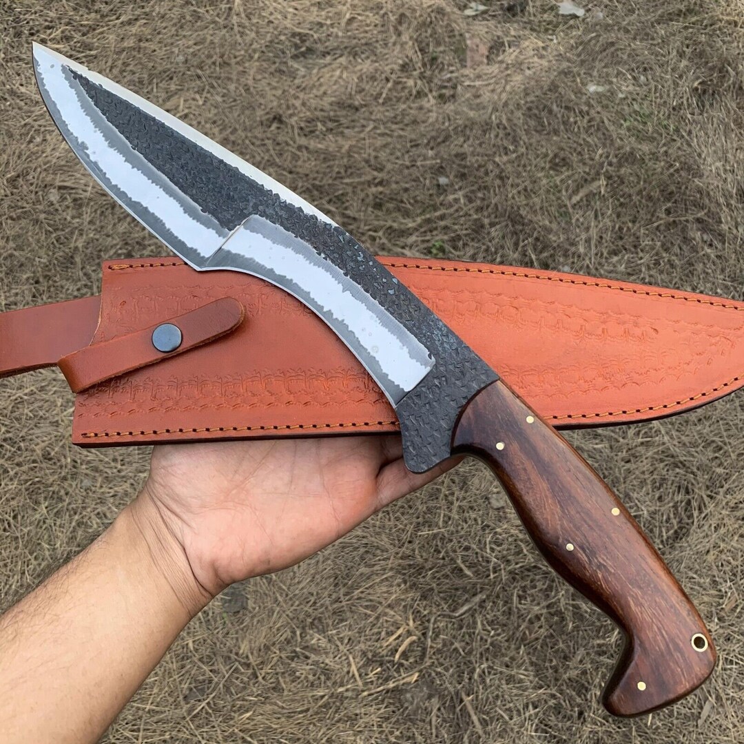 Custom Handmade D2 Tool Steel Hunting Bowie Tanto Knife With Leather ...