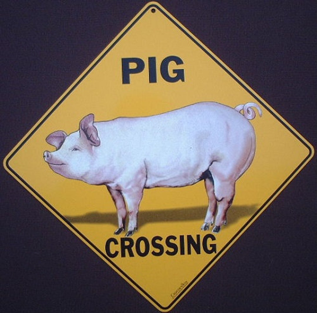 PIG CROSSING SIGN 16 1/2 by 16 1/2 New Decor Swine Picture - Etsy