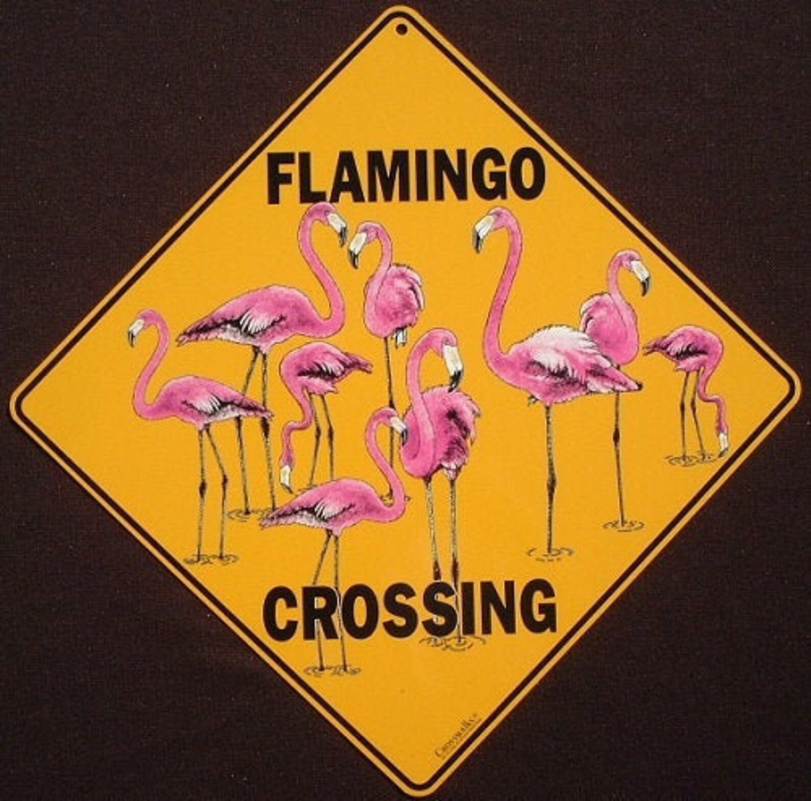 FLAMINGO CROSSING SIGN 16 1/2 by 16 1/2 New Decor Birds Novelty Picture ...
