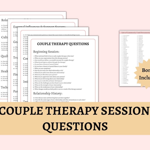 Therapist Marriage Worksheets - Etsy