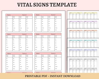 Printable Vital Sign Log PDF Blood Pressure Log Vital Signs - Etsy
