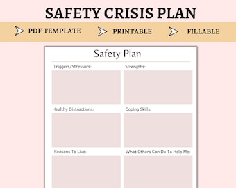 Safety Plan Template, Crisis Plan, Coping Skills, Suicide Prevention - Etsy