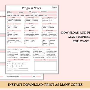 Progress Notes for Therapists | Client Counseling Template | Client ...
