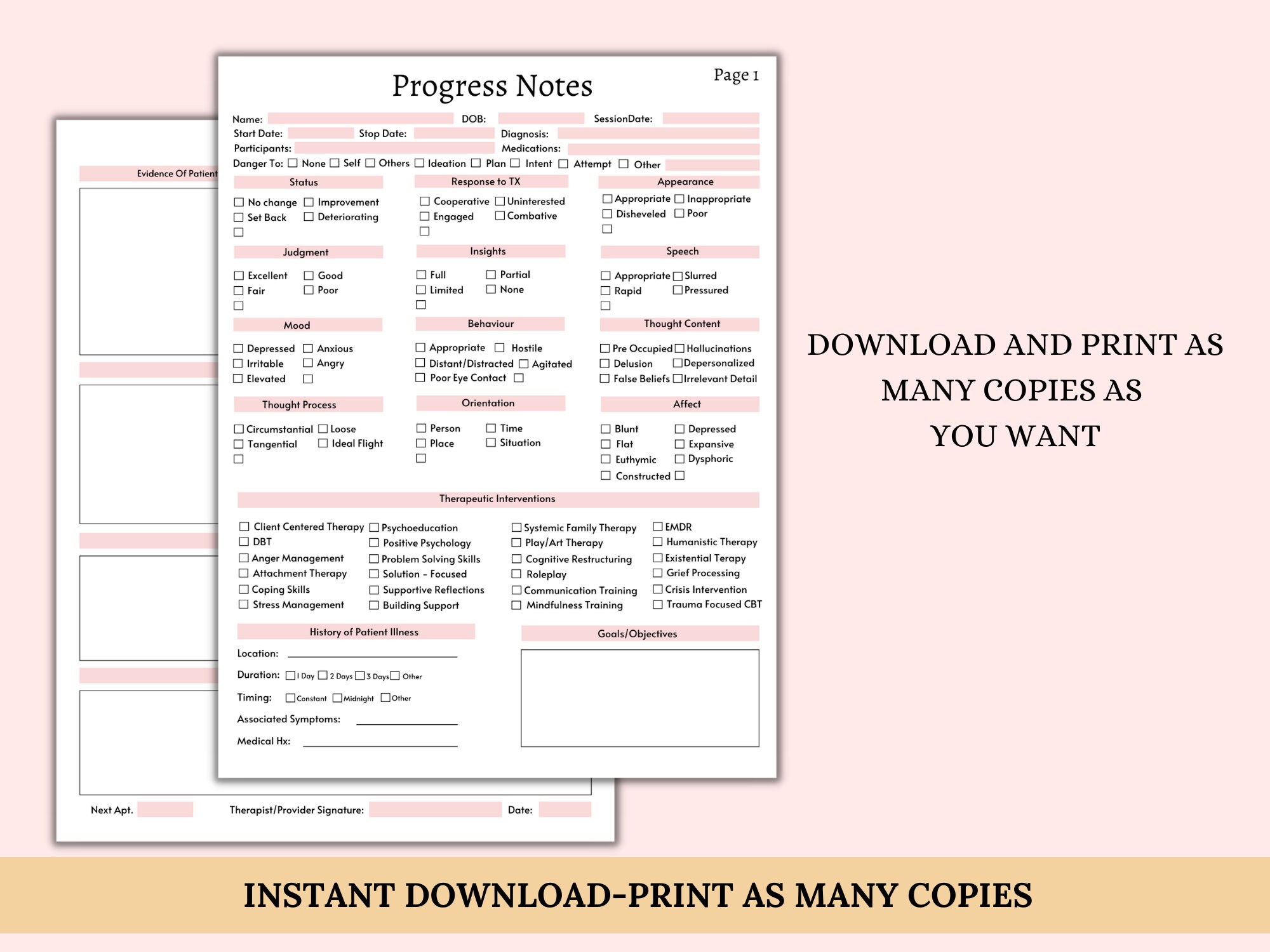 Progress Notes for Therapists | Client Counseling Template | Client ...