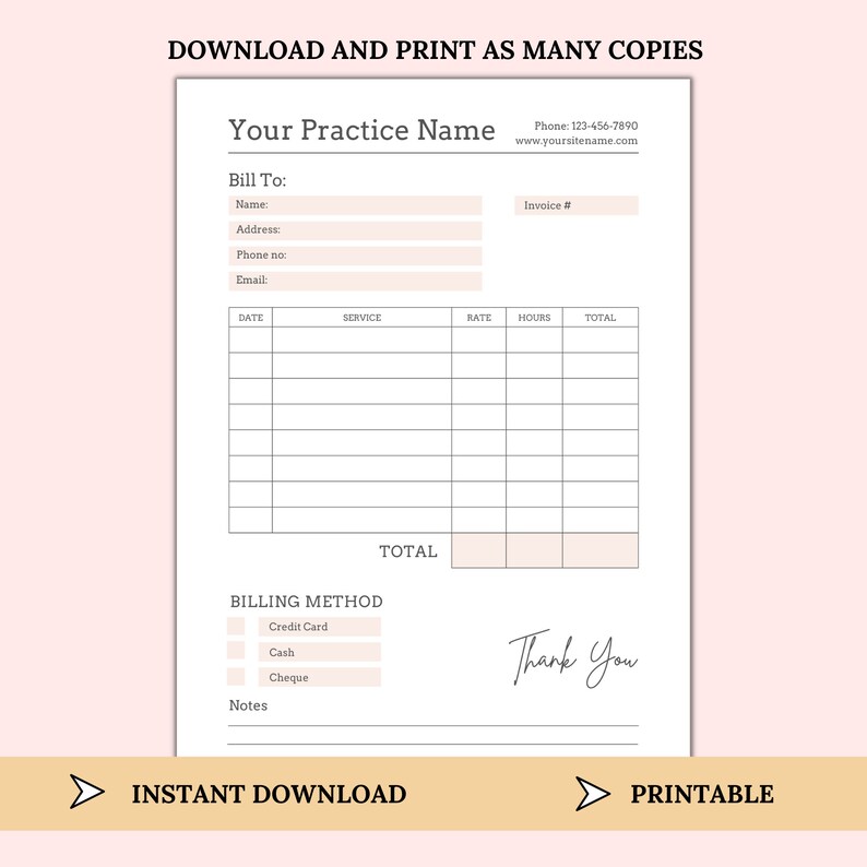 Editable Invoice Template | Printable Invoice for Small Business | PDF ...