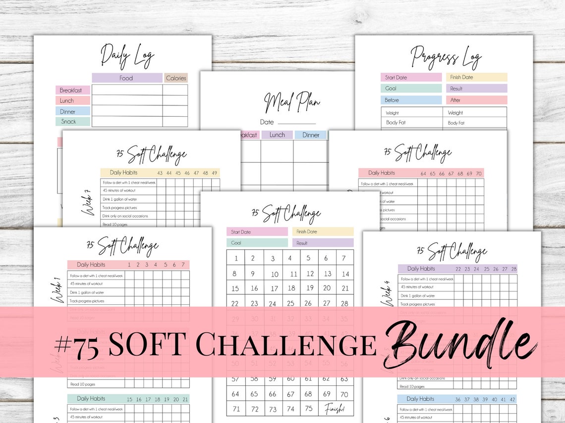 75 Soft Challenge Tracker Printable 75 Soft Challenge 75 Soft Tracker ...