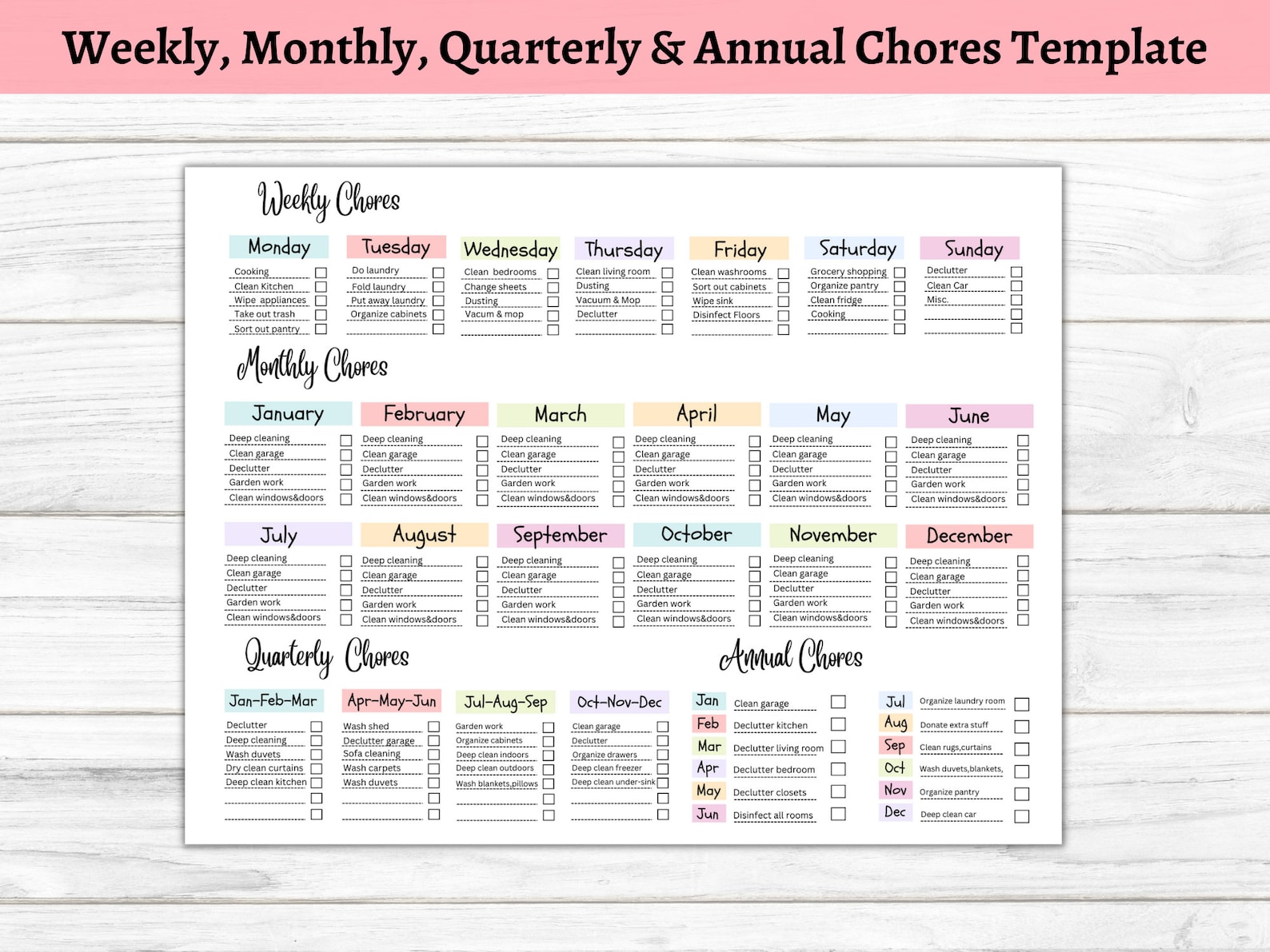 Family Chore Chart, Adult Chore Chart, Editable Chore Chart, Family ...