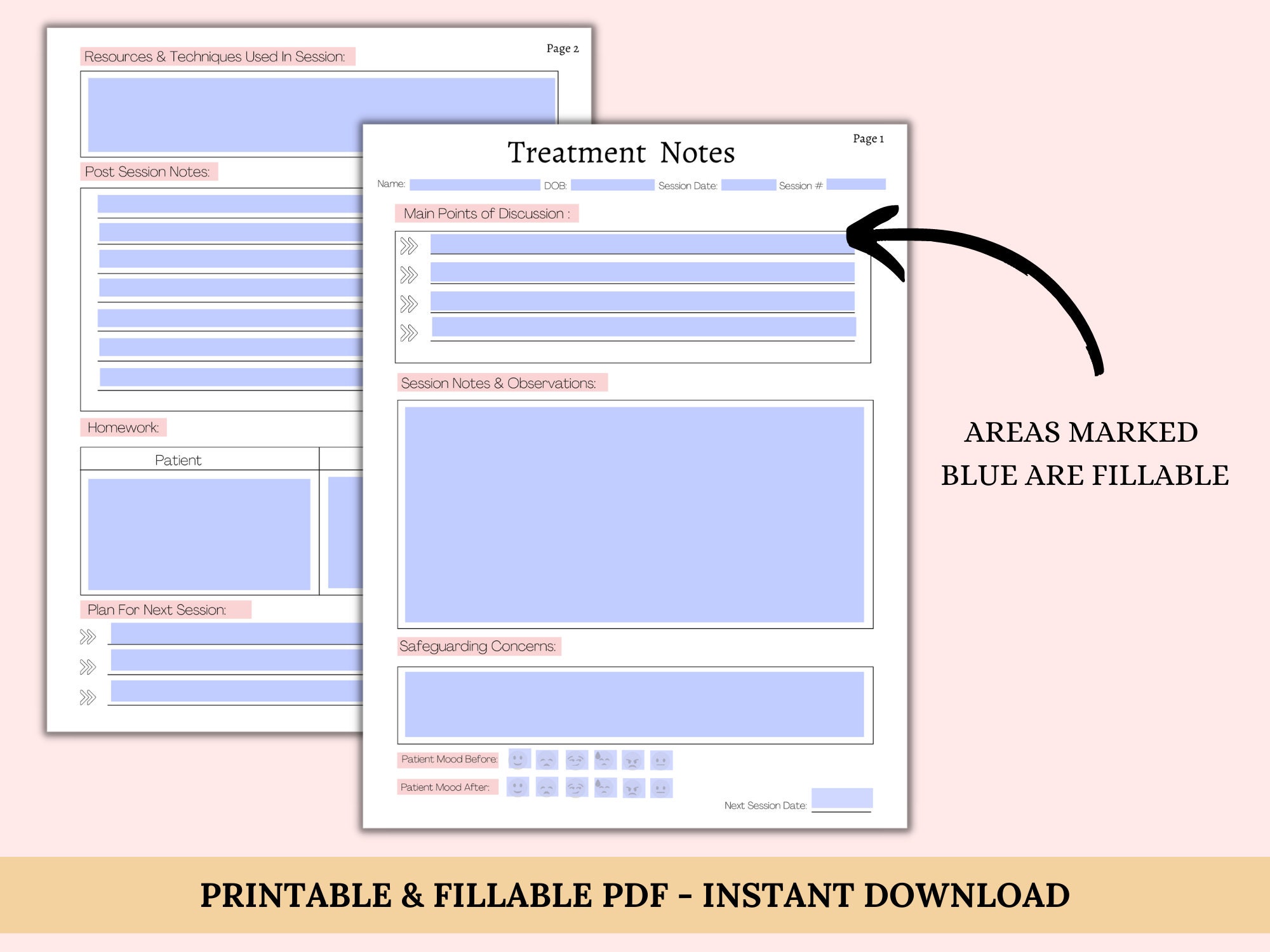 Treatment Notes Template Therapist Notes Template for - Etsy
