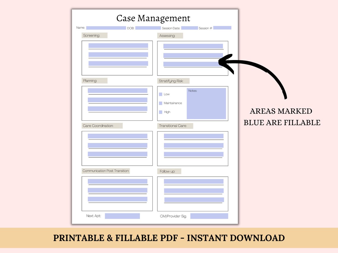 Case Manager Progress Notes, Client Notes, Case Notes, Counseling Notes ...