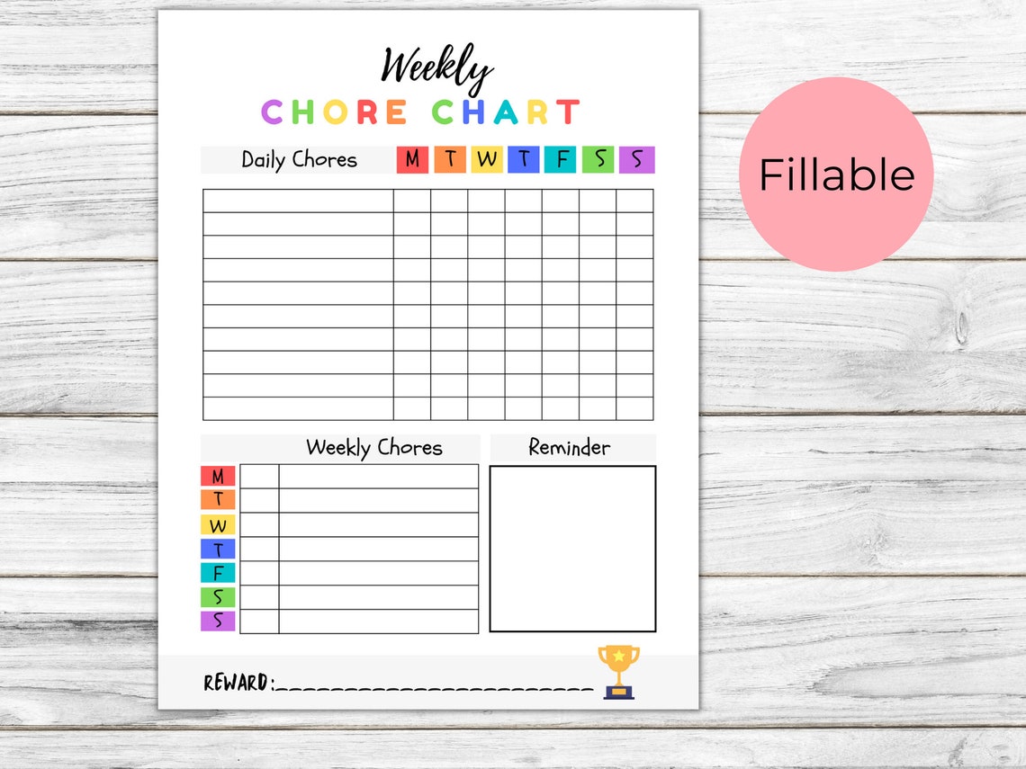 Daily Routine Chart Chore Chart for Kids Editable Daily - Etsy