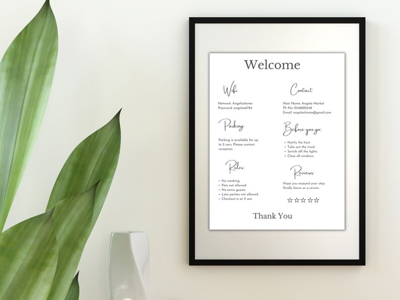 Editable Airbnb Welcome Sign Poster, Airbnb Welcome Sign Vacation ...
