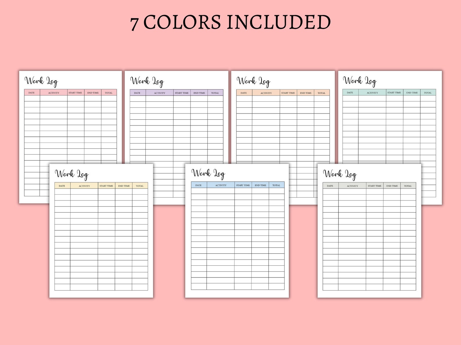 Work Log Printable, Time Log Printable, Time Tracker, Work Tracker ...