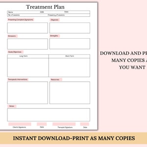 Treatment Plan Template Printable Fillable PDF | Therapist Template ...