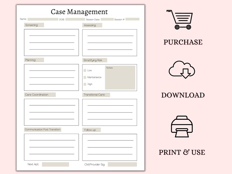 Case Manager Progress Notes, Client Notes, Case Notes, Counseling Notes ...