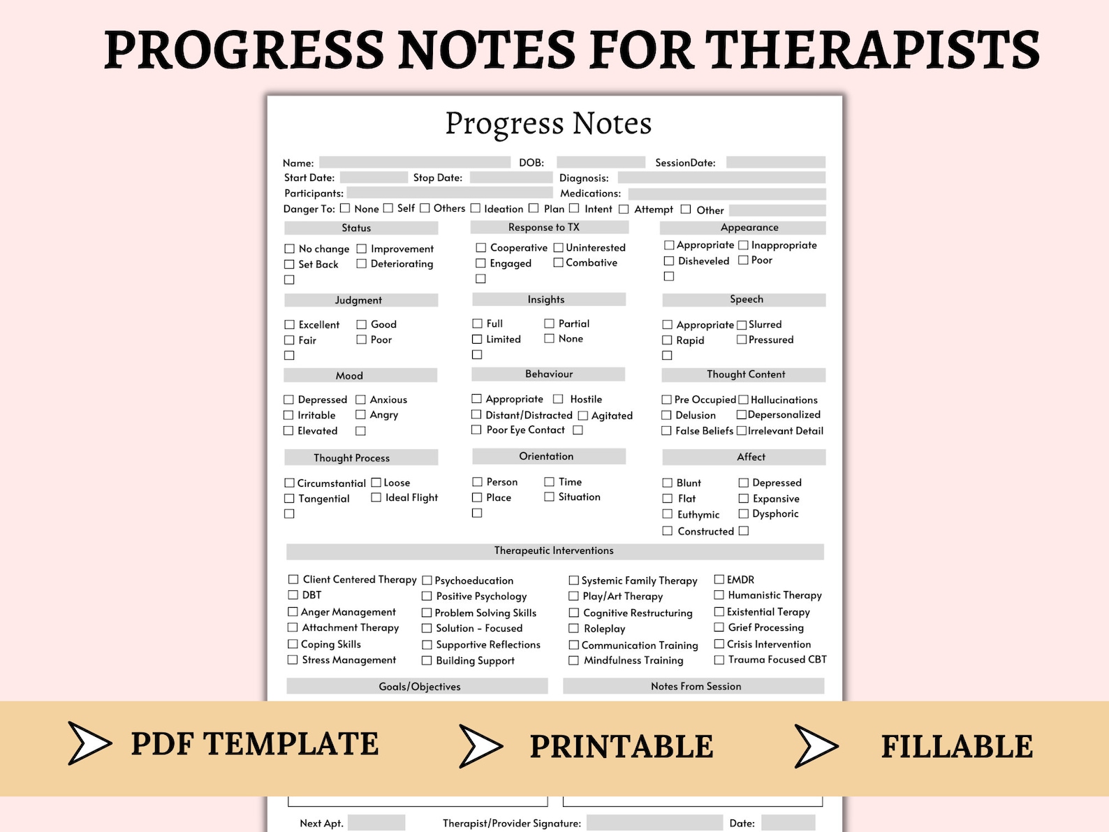 Progress Notes for Therapists | Client Counseling Template | Client ...