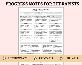 Progress Notes for Therapists Counseling Template Therapy Tool ...