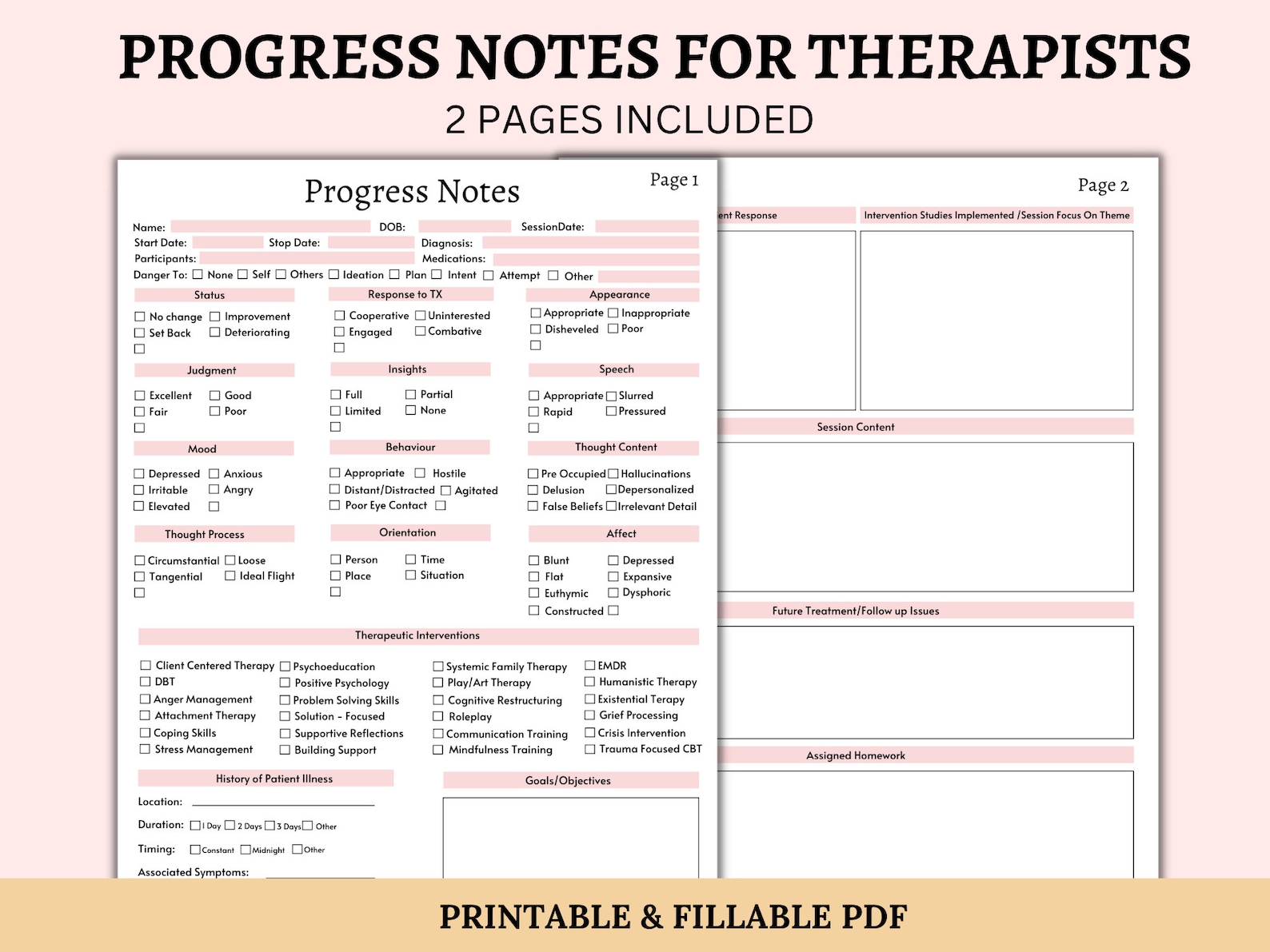 Progress Notes for Therapists | Client Counseling Template | Client ...