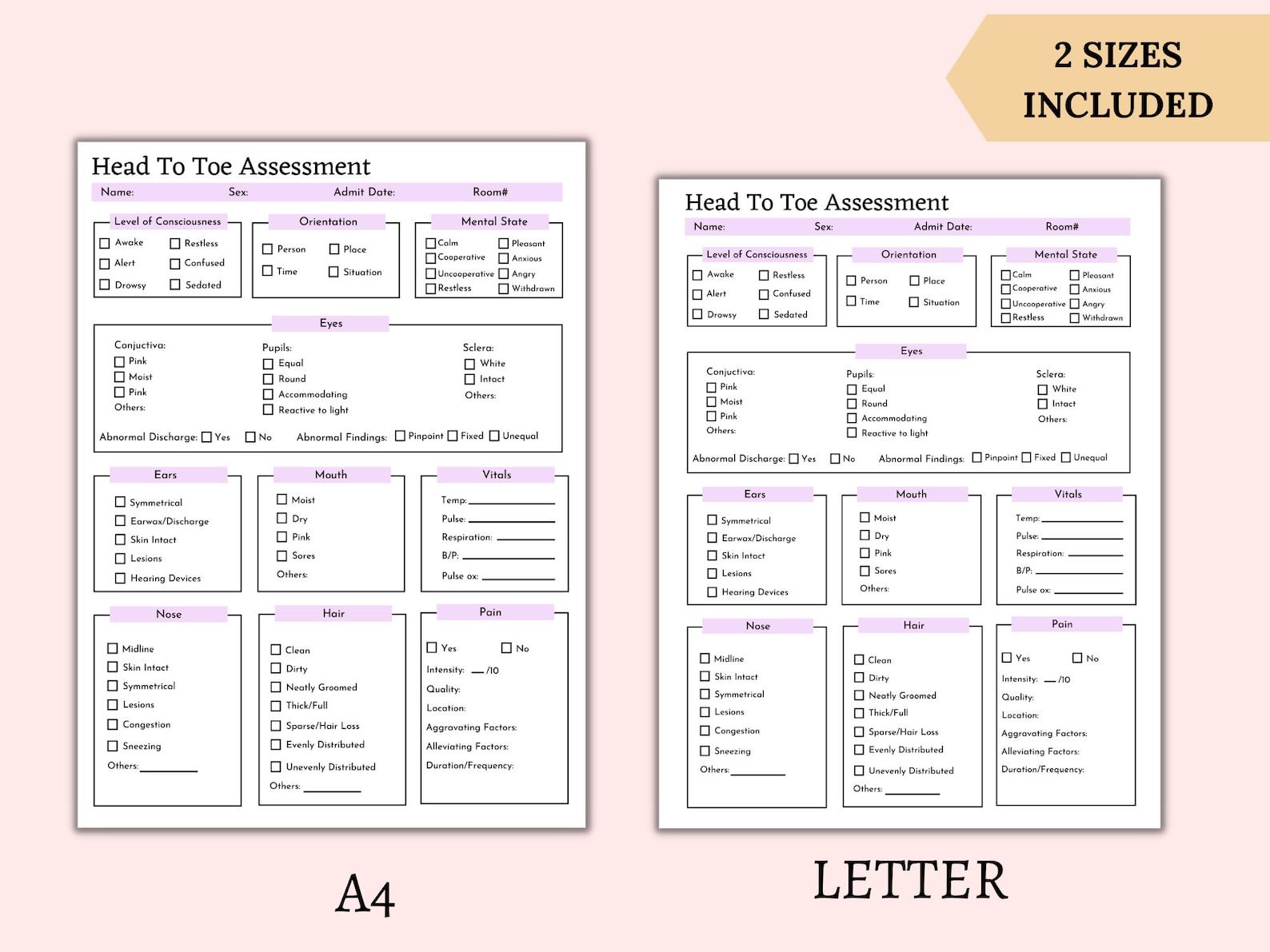 Head to Toe Assessment Template Nursing Checklist | Nursing Student ...