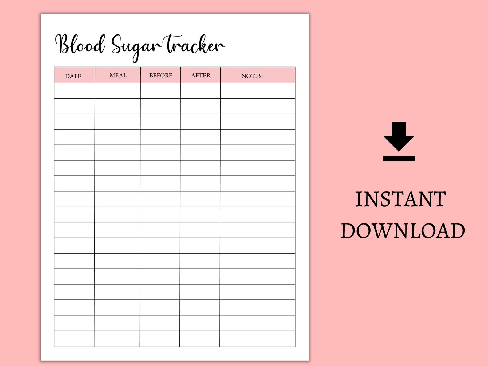 Blood Sugar Log Printable, Blood Sugar Tracker, Diabetes Log, Diabetes ...