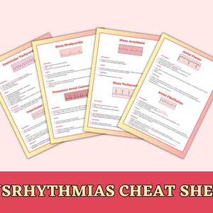 EKG & Dysrhythmia Cheat Sheet Bundle: Nursing Study Guide (digital Download) - Etsy