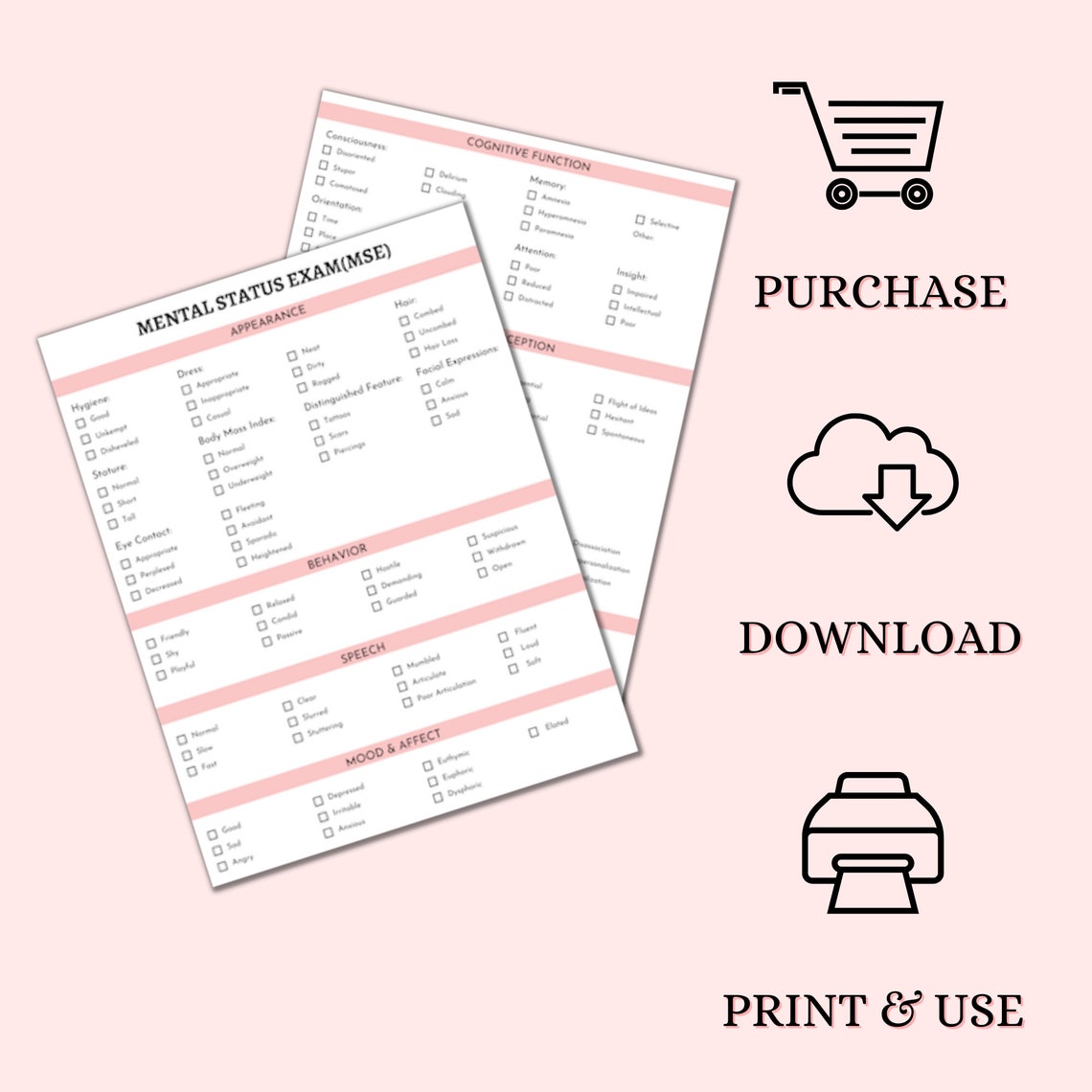 Mental Status Exam Cheat Sheet, Therapy Forms, Client Intake Form ...