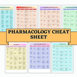 Pharmacology Nursing Study Guide: Cheat Sheet Bundle (digital Download ...