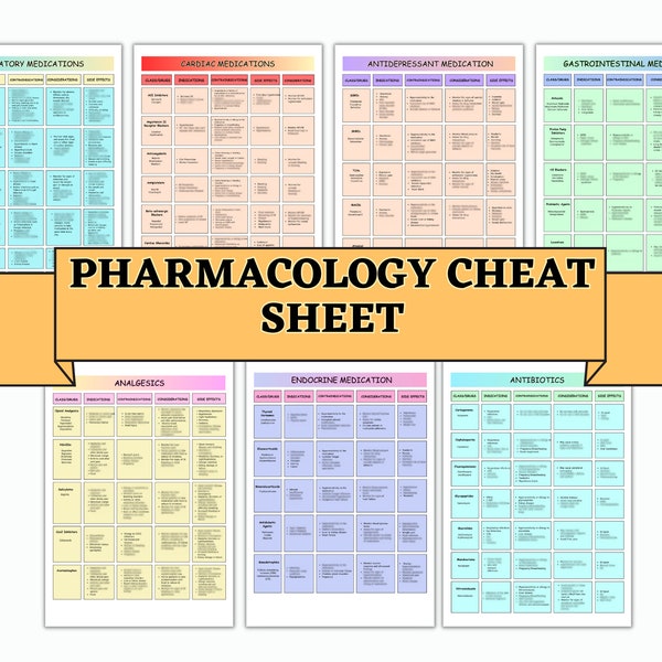 Pharmacology Cheat Sheet - Etsy