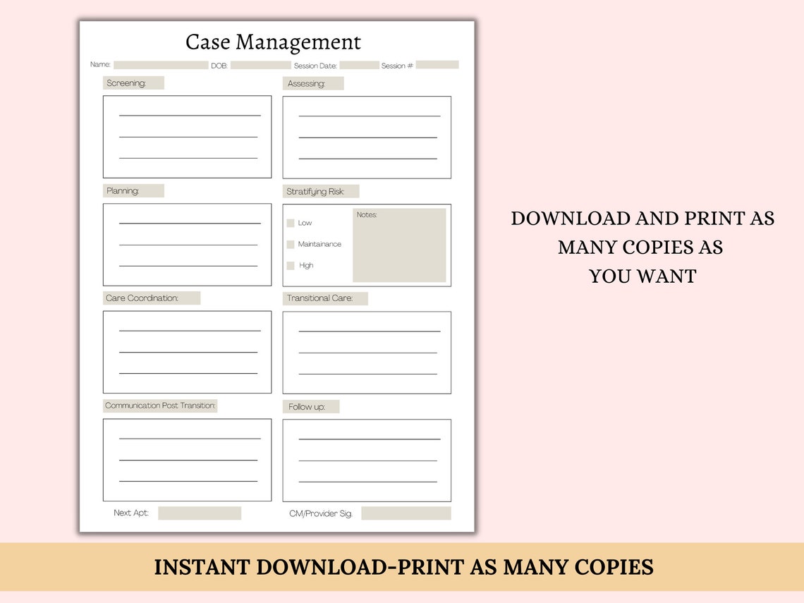 Case Manager Progress Notes, Client Notes, Case Notes, Counseling Notes ...