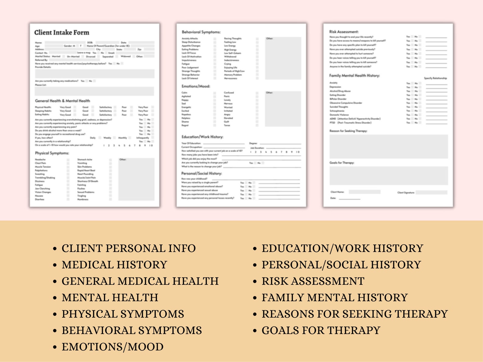 Therapy Client Intake Form Template: Fillable & Printable Counseling ...