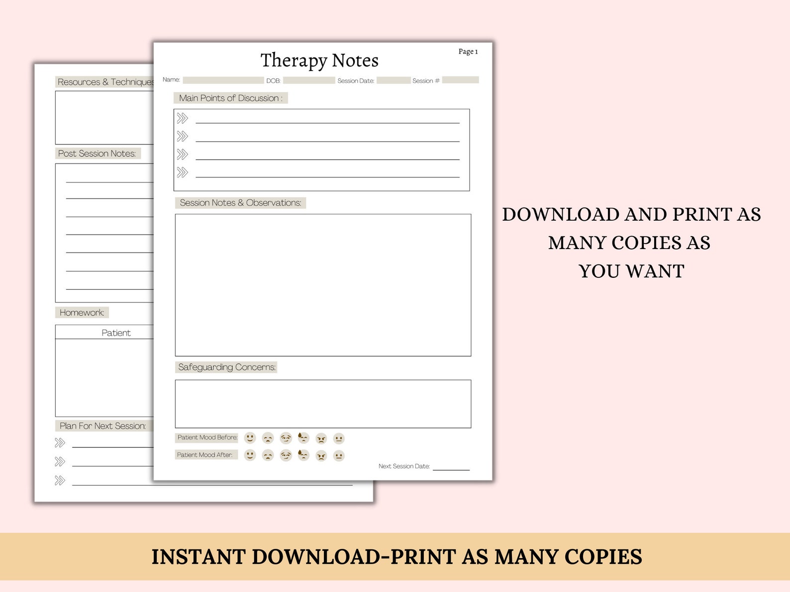 Therapy Notes | Therapist Worksheet | Printable & Fillable Therapy ...