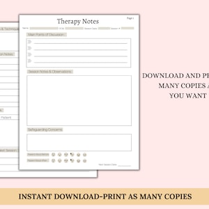 Therapy Notes | Therapist Worksheet | Printable & Fillable Therapy ...