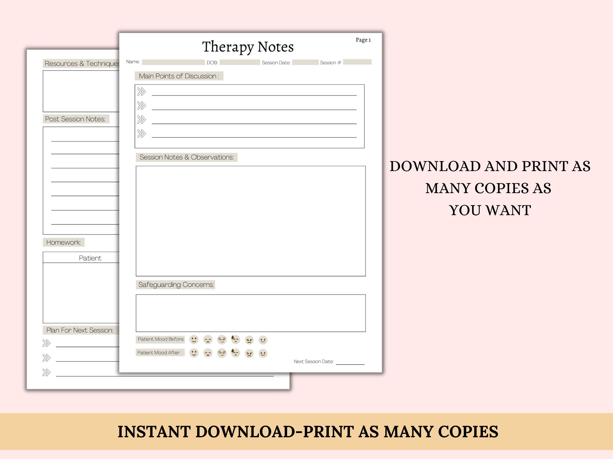 Therapy Notes | Therapist Worksheet | Printable & Fillable Therapy ...