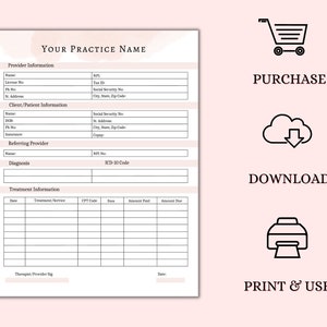 Superbill Template for Mental Health Provider / Therapist | Fillable ...