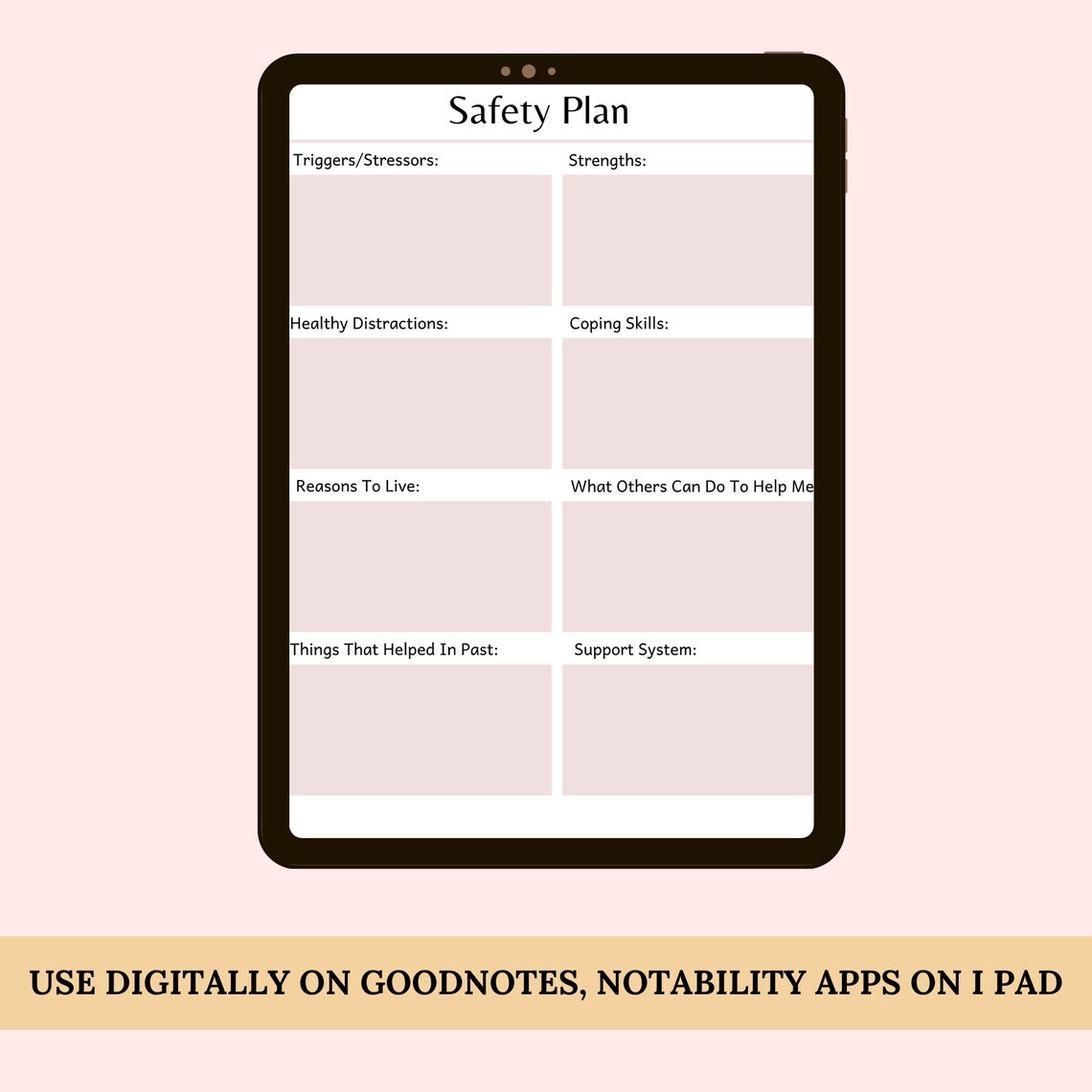 Safety Crisis Plan Template | Therapist Tools | Coping Skills | Suicide ...