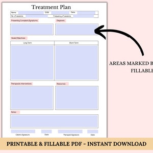 Treatment Plan Template Printable Fillable PDF | Therapist Template ...