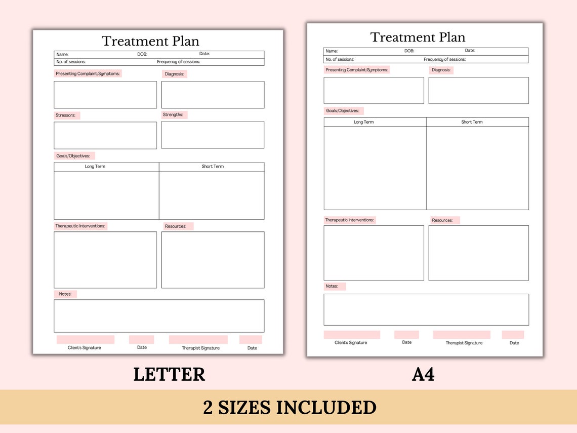 Treatment Plan Template Printable Fillable PDF | Therapist Template ...