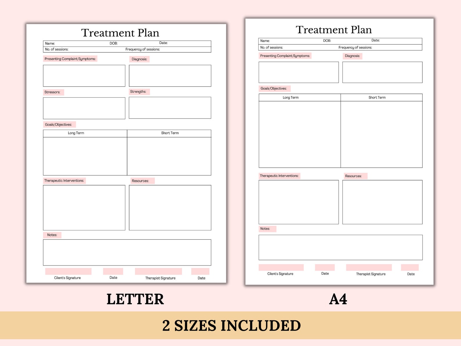Treatment Plan Template Printable Fillable PDF | Therapist Template ...