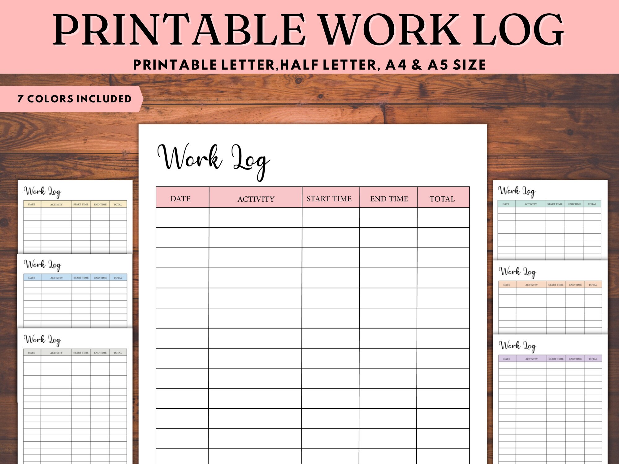 Work Log Printable, Time Log Printable, Time Tracker, Work Tracker ...