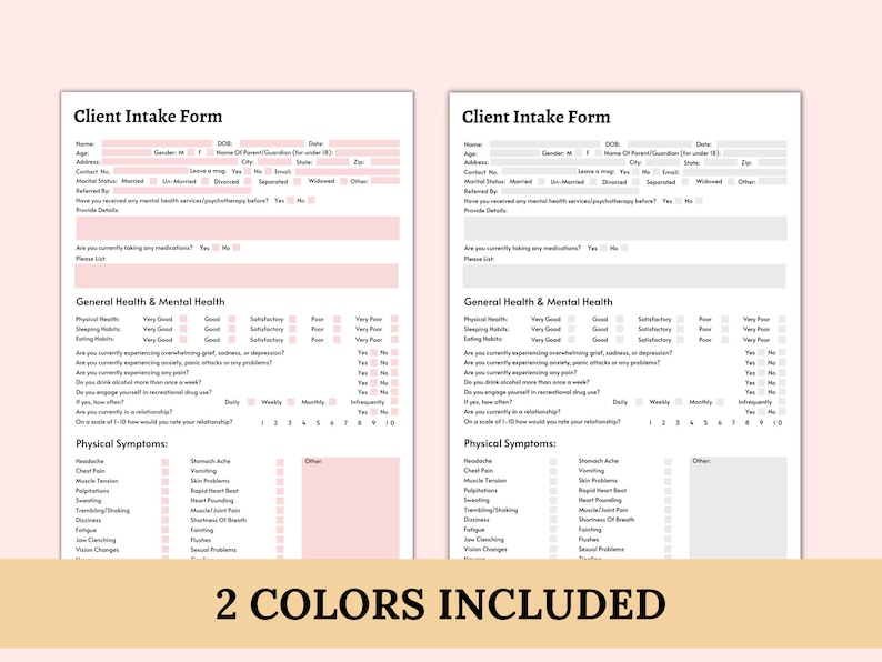 Therapy Client Intake Form Template: Fillable & Printable Counseling ...