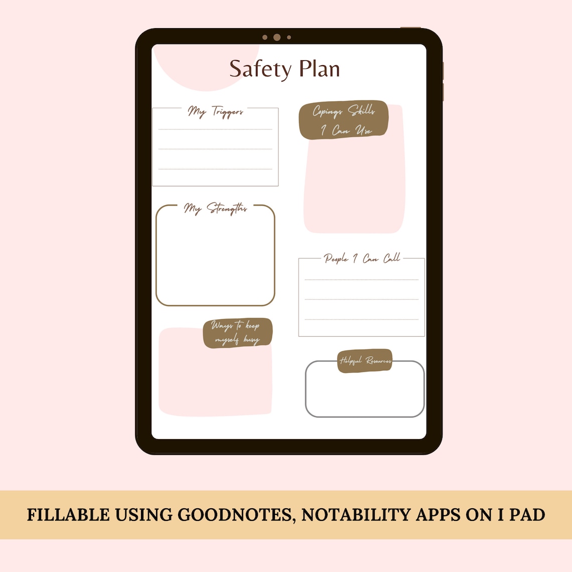 Safety Crisis Plan Template, Therapist Tools, Therapeutic Worksheet ...
