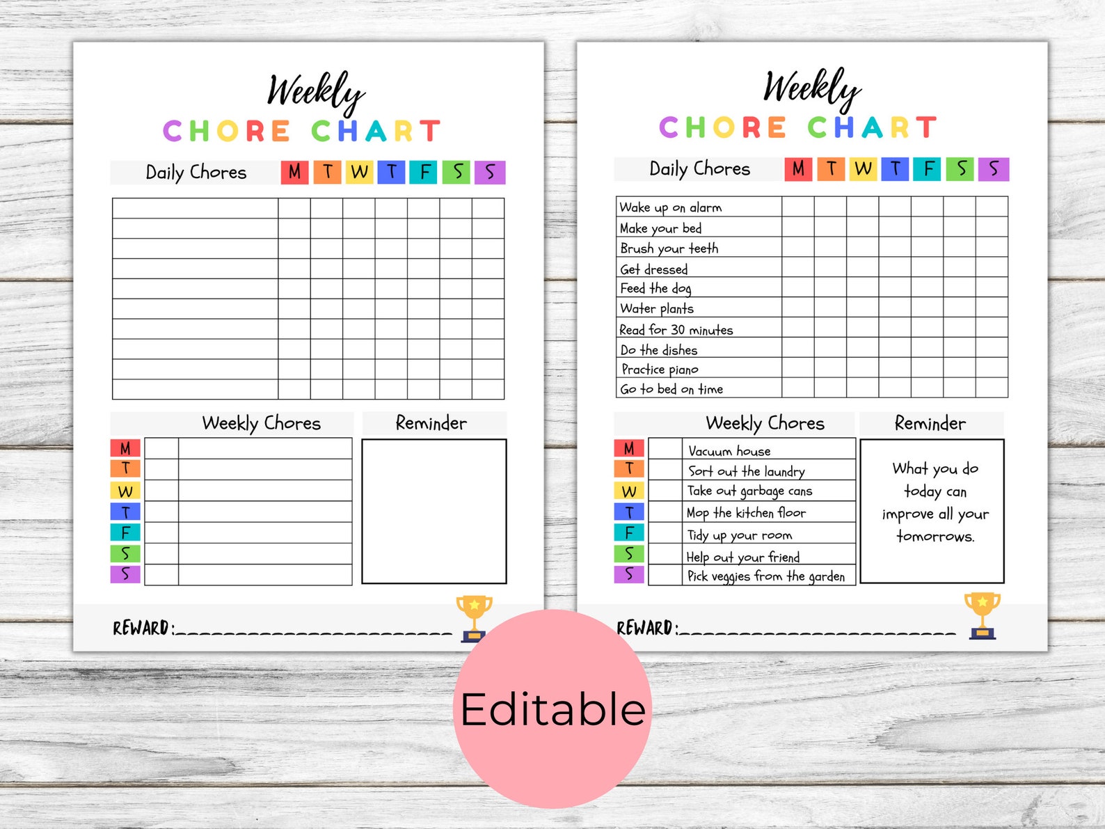Daily Routine Chart, Chore Chart for Kids, Editable Daily Routine ...