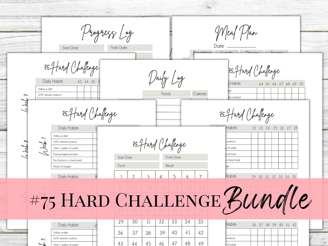 75 Day Challenge Tracker 75 Printable Hard 75 Tracker Habit Tracker 75 ...