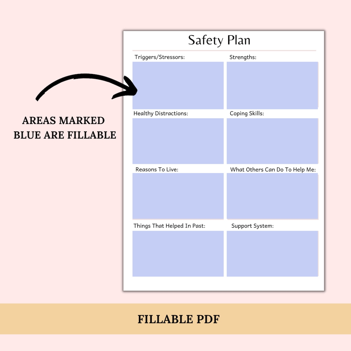 Safety Crisis Plan Template | Therapist Tools | Coping Skills | Suicide ...