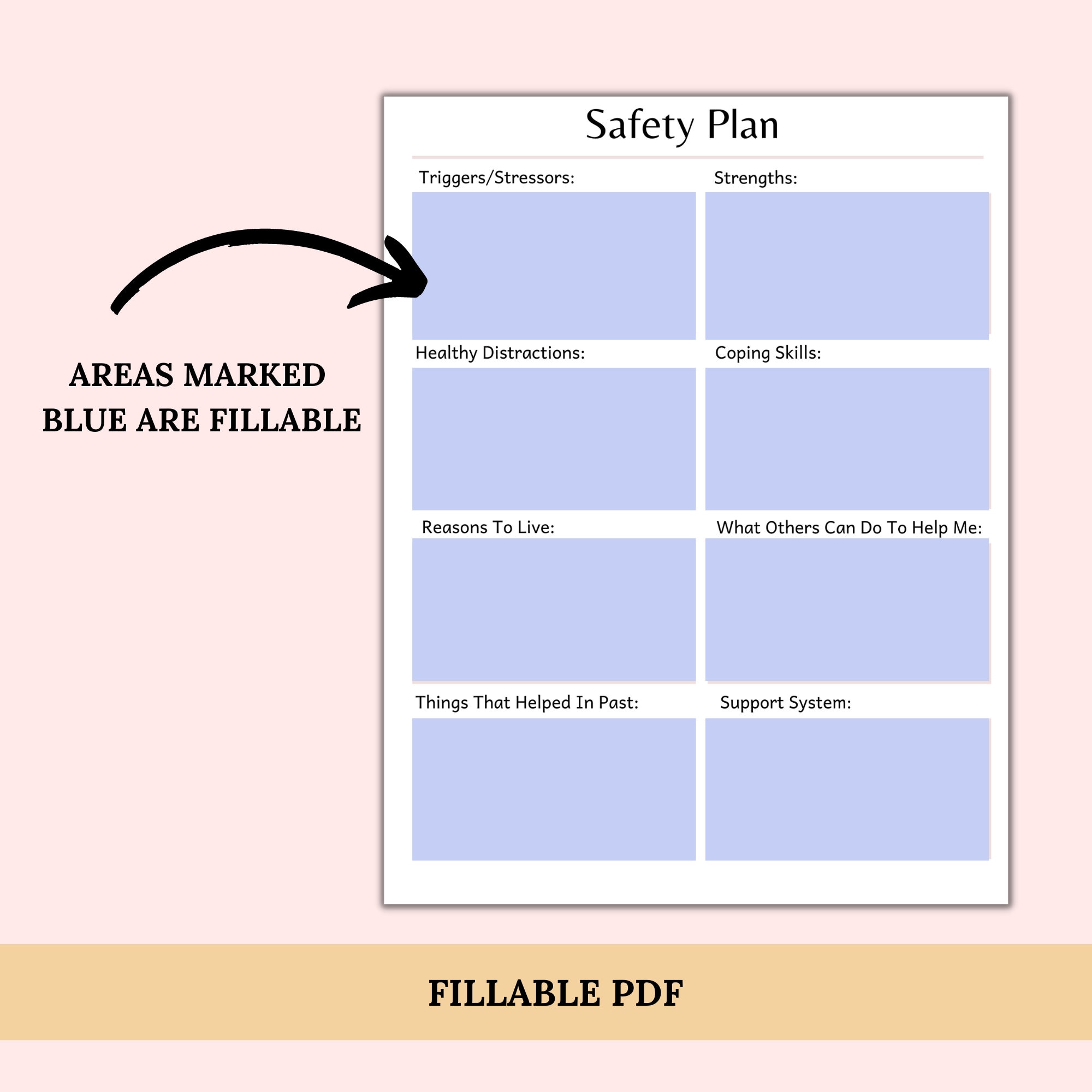 Safety Crisis Plan Template | Therapist Tools | Coping Skills | Suicide ...