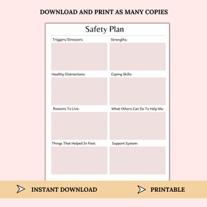 Safety Crisis Plan Template | Therapist Tools | Coping Skills | Suicide ...
